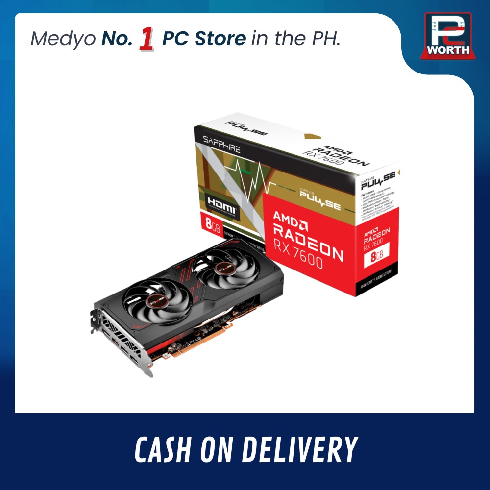 RADEON RX 7600 SAPPHIRE PULSE GAMING OC BLACK 8GB GDDR6 DUAL FAN | PC Worth