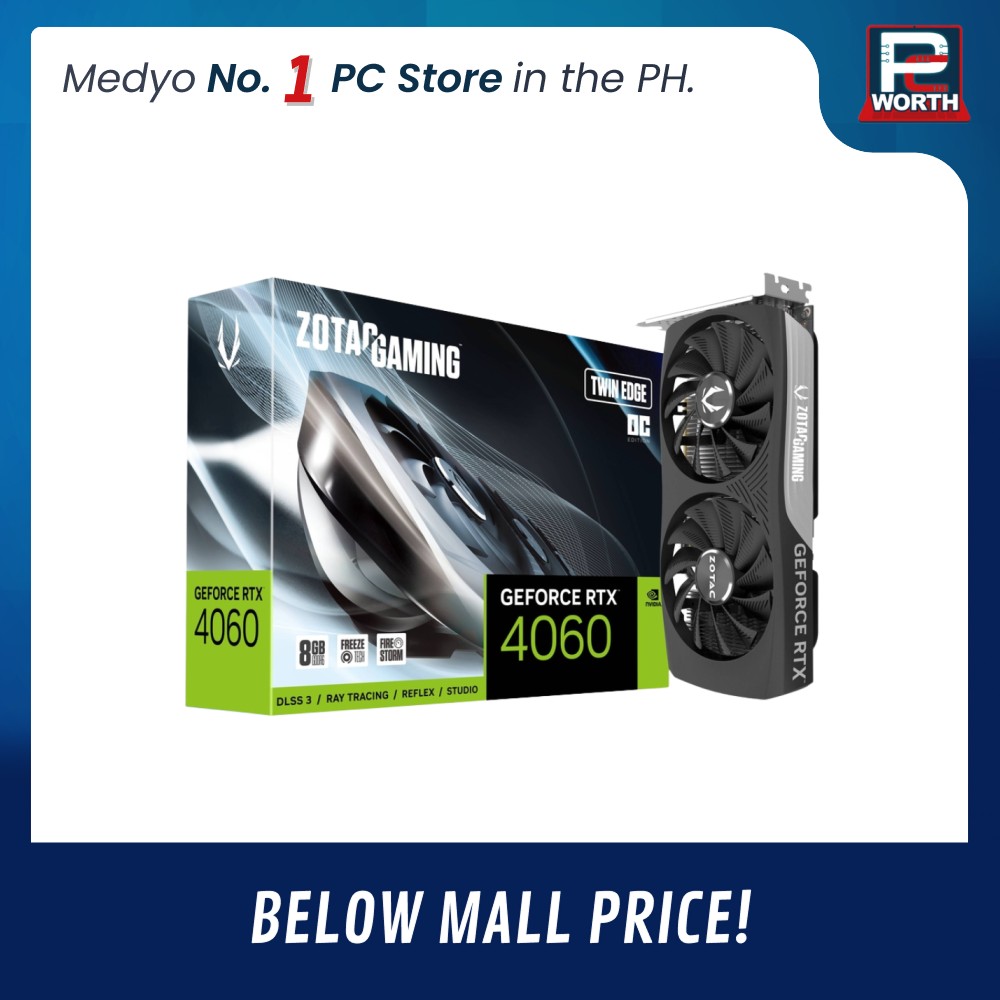 GEFORCE RTX 4060 ZOTAC TWIN EDGE OC 8GB GDDR6 DUAL FAN | PC Worth
