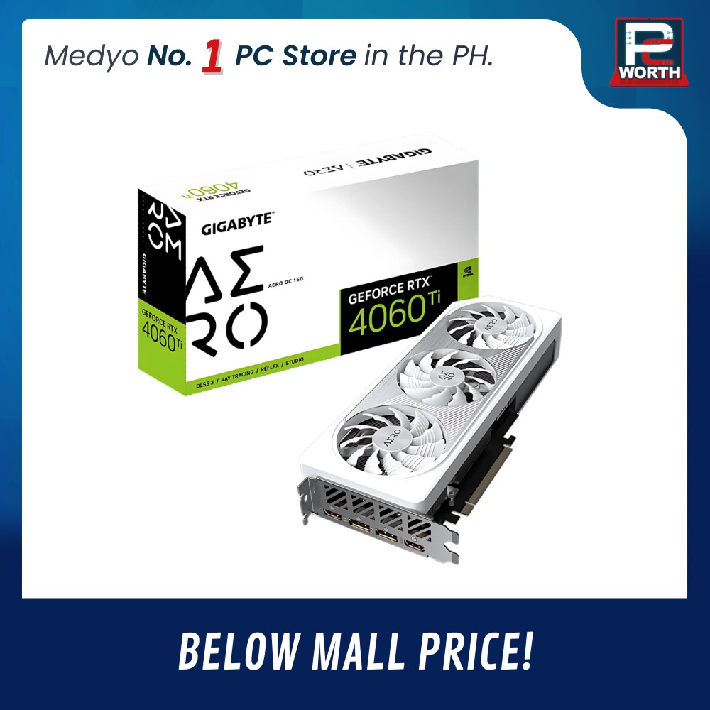 GEFORCE RTX 4060 TI GIGABYTE AERO 16GB OC WHITE GDDR6 TRIPLE FAN | PC Worth