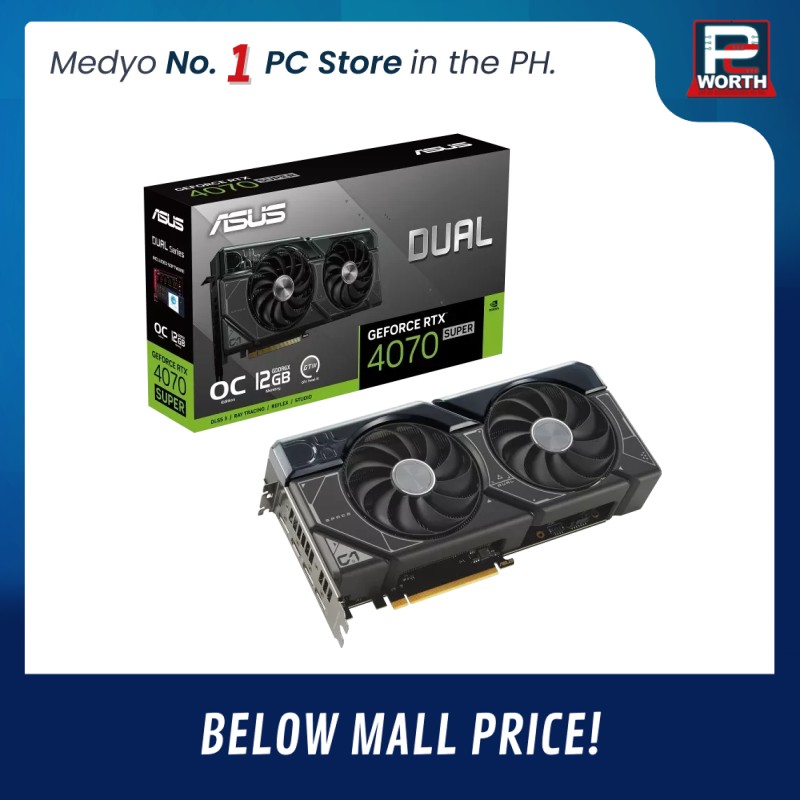 GEFORCE RTX 4070 SUPER ASUS DUAL OC BLACK 12GB GDDR6X DUAL FAN | PC Worth