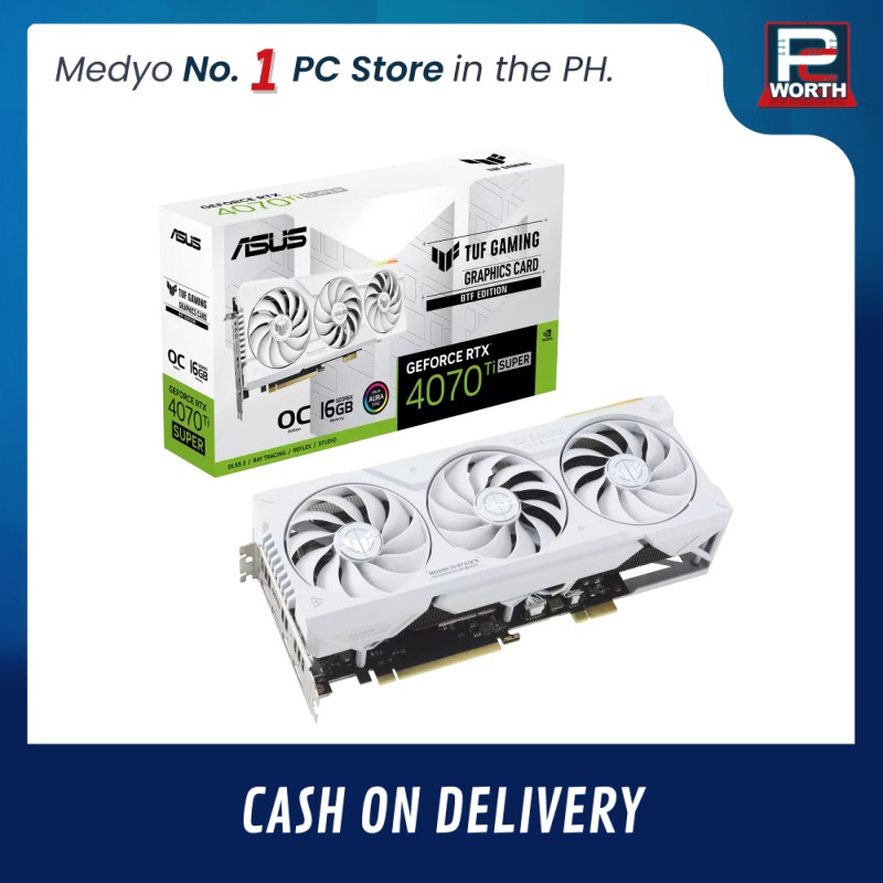 GEFORCE RTX 4070 TI SUPER ASUS TUF BTF WHITE OC 16GB GDDR6X TRIPLE FAN ...
