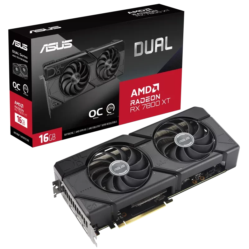 RADEON RX 7800XT ASUS DUAL OC BLACK 16GB GDDR6 DUAL FAN | PC Worth