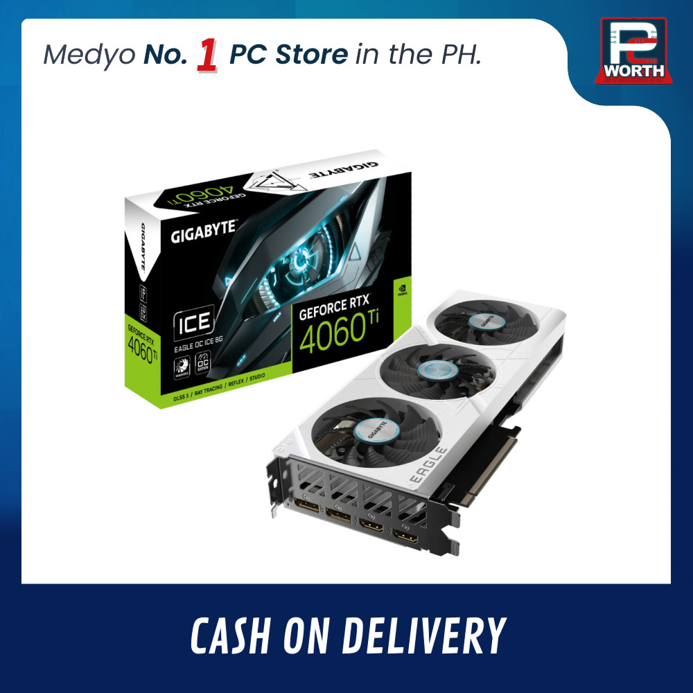 GEFORCE RTX 4060 TI GIGABYTE EAGLE OC ICE 8G GDDR6 WHITE TRIPLE FAN ...