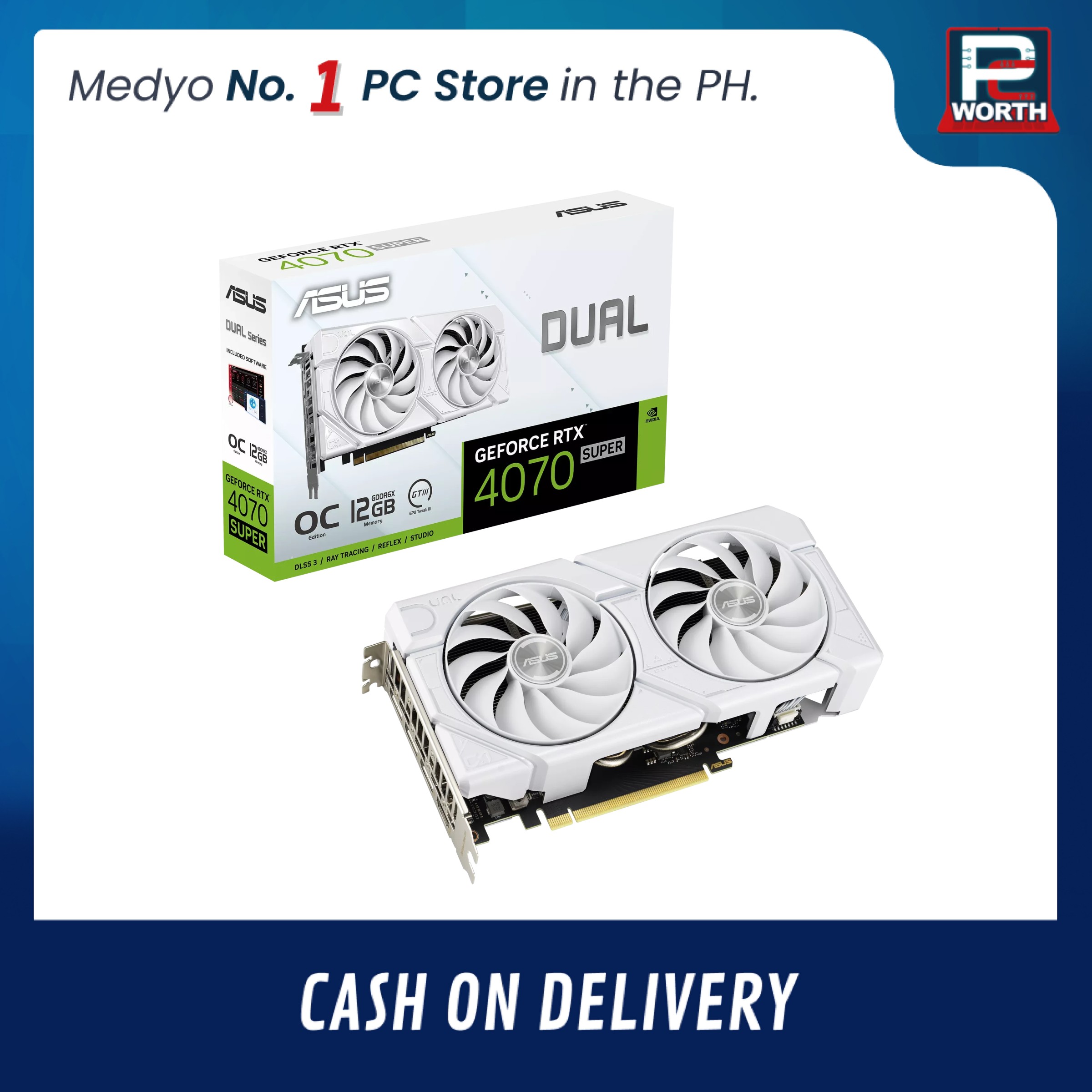 GEFORCE RTX 4070 SUPER ASUS DUAL OC EVO WHITE 12GB GDDR6X DUAL FAN | PC ...