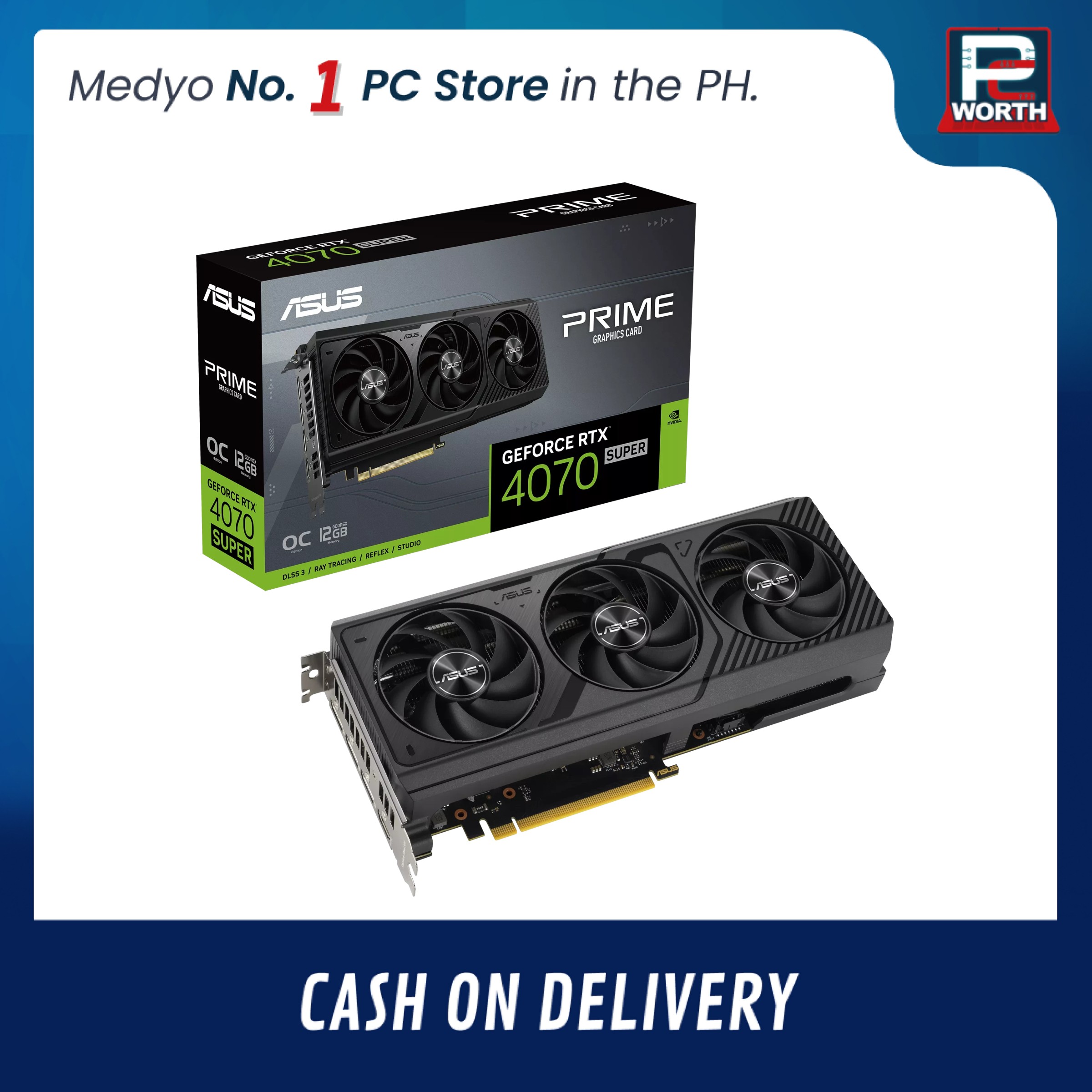 GEFORCE RTX 4070 SUPER ASUS PRIME OC BLACK 12GB GDDR6X TRIPLE FAN | PC ...