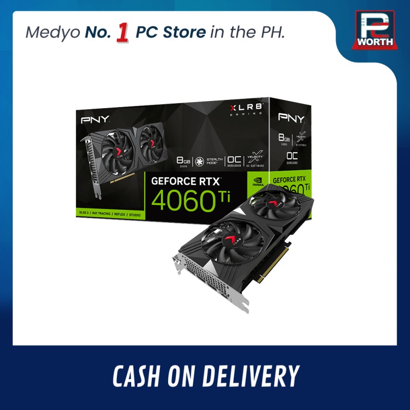 GEFORCE RTX 4060 TI PNY VERTO XLR8 OC BLACK 8GB GDDR6 DUAL FAN | PC Worth