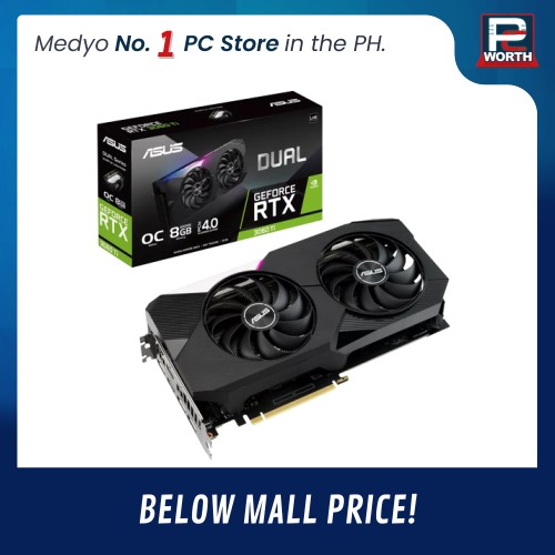 GEFORCE RTX 3060 TI ASUS DUAL O8 V2 OC BLACK 8GB GDDR6 DUAL FAN LHR ...