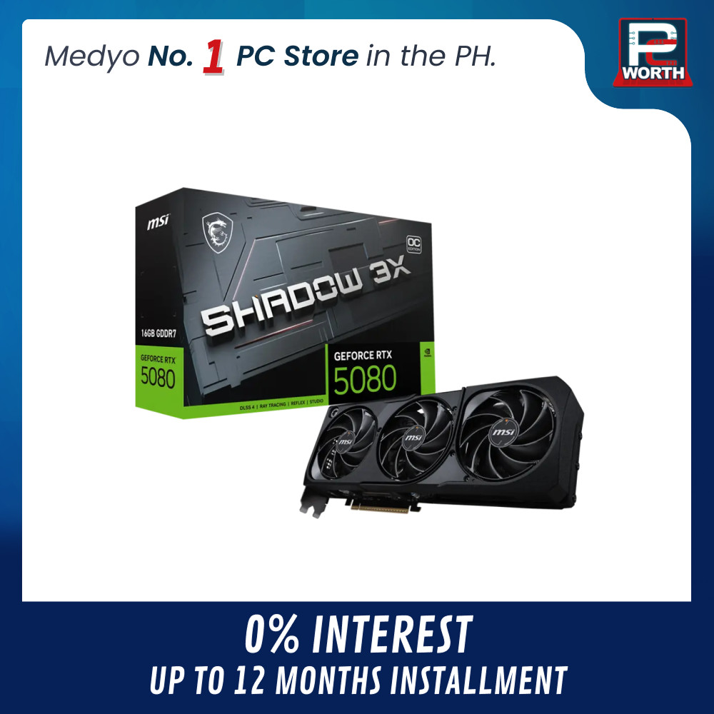 GEFORCE RTX 5080 MSI SHADOW 3X OC 16GB GDDR7 TRIPLE FAN | PC Worth