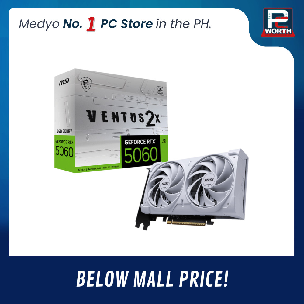 GEFORCE RTX 5060 MSI VENTUS 2X OC 8GB GDDR7 WHITE DUAL FAN | PC Worth