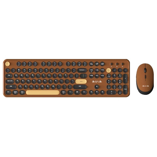 AULA AC306 BROWN (COFFEE-BLACK) WIRELESS COLORFUL KEYBOARD AND MOUSE ...