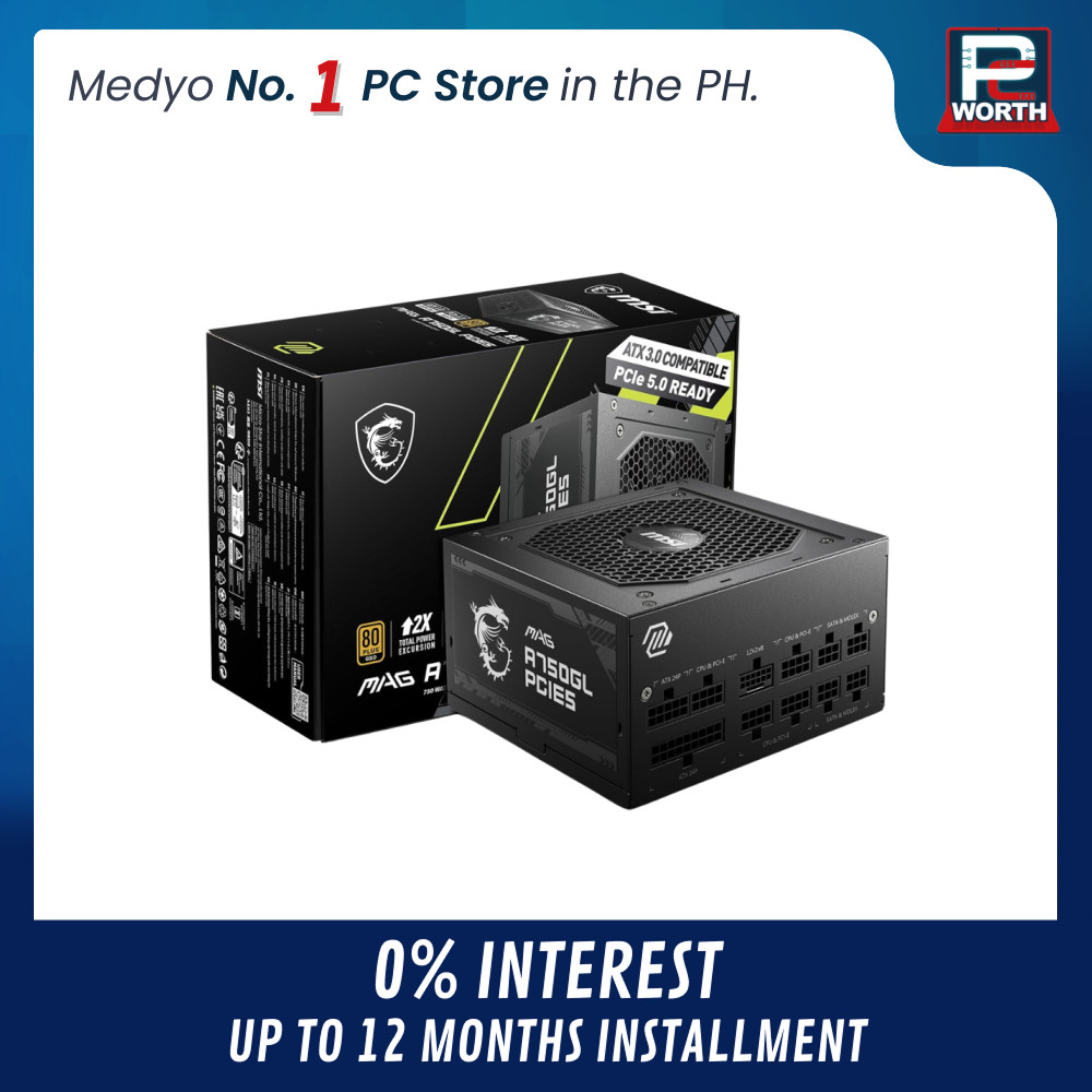 MSI MAG A750GL WITH PCIE 5.1 750W 80+ GOLD BLACK FULLY MODULAR | PC Worth