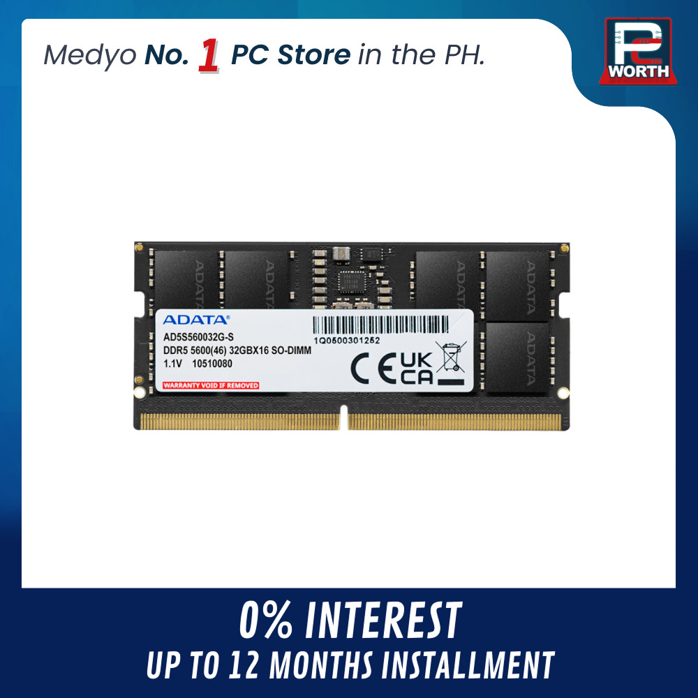 ADATA AD5S560032G-S 32GBX1=32GB 5600MHZ DDR5 SODIMM | PC Worth